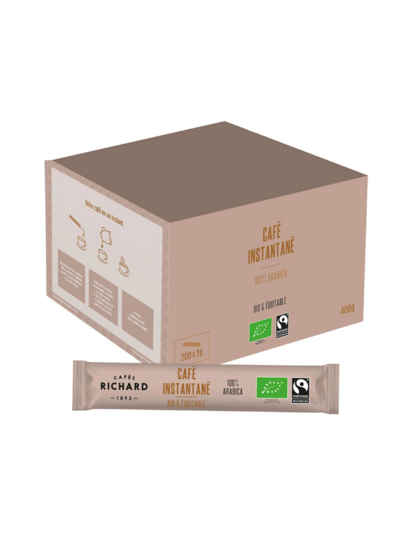 Cafes Richard Instant Coffee, Organic + Fair Trade, 200 packets (Back ...
